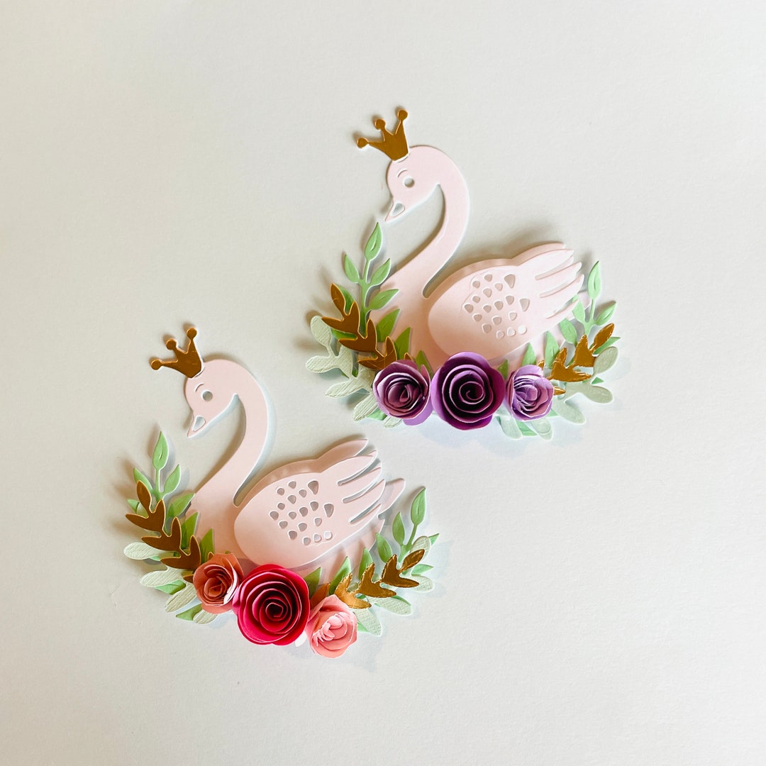 Handmade Swan Die Cut Paper Pieced 2 Paper Cluster Roses Flower ...