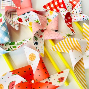 Summer Birthday Party Decor Pinwheels Cupcake Toppers Shower ...