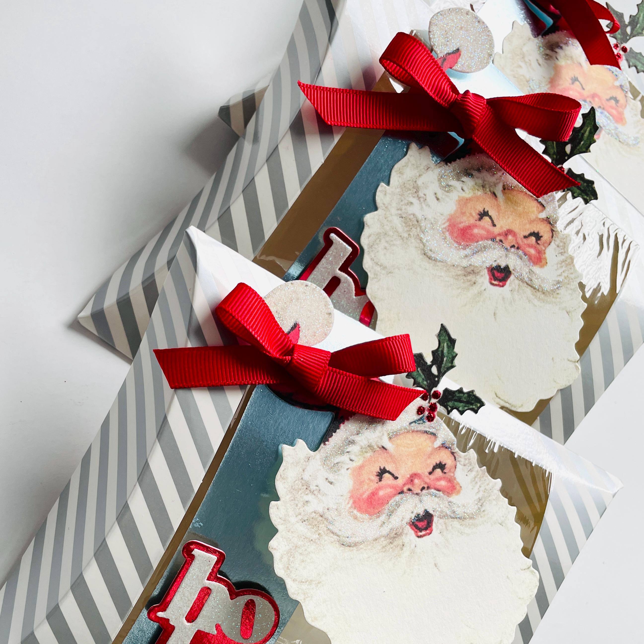 Christmas Gift Box, Pillow Boxes, Gift Card Holder, Vintage Style Santa ...