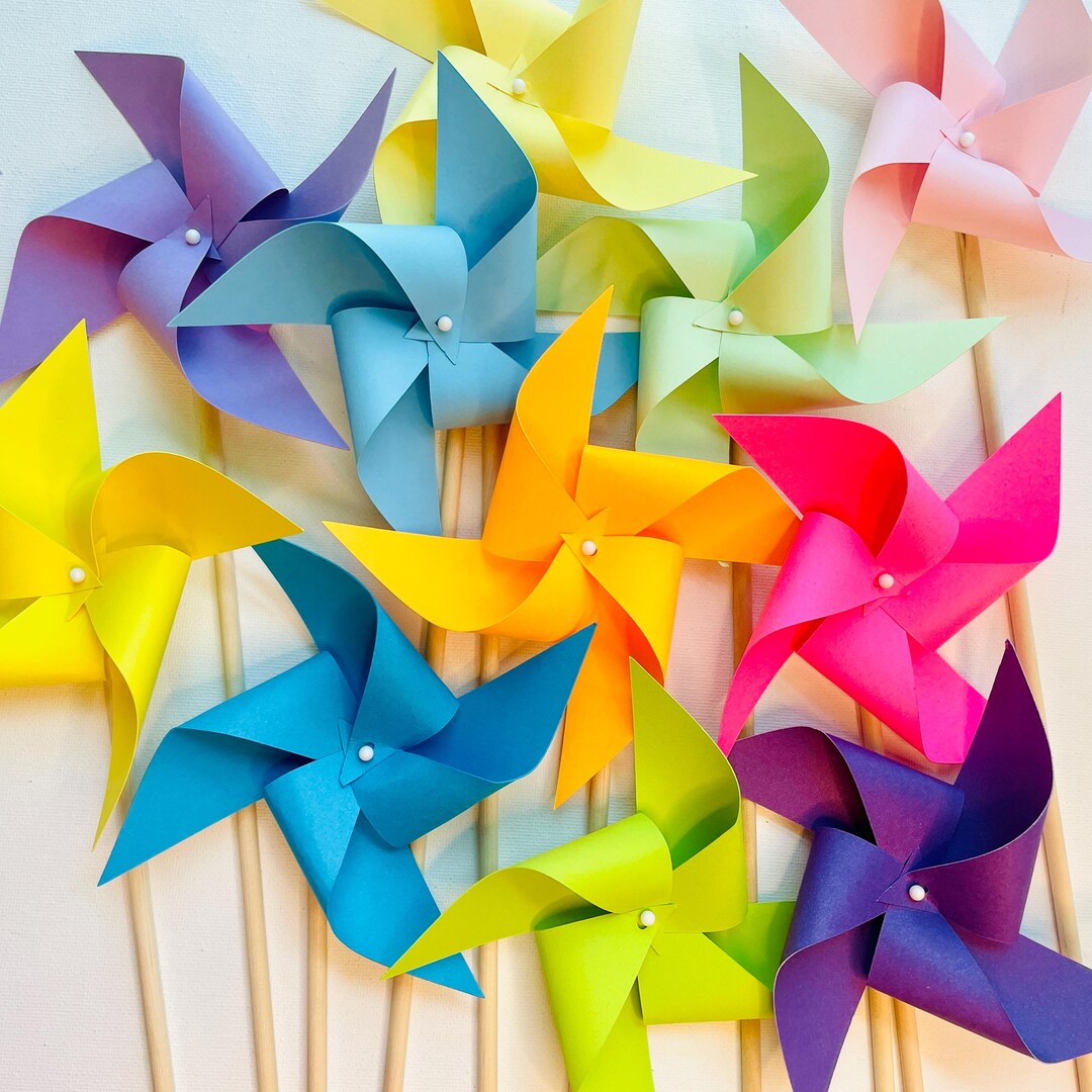 Pastel Rainbow Pinwheels: Handmade Party Favors, Table Centerpiece (set ...