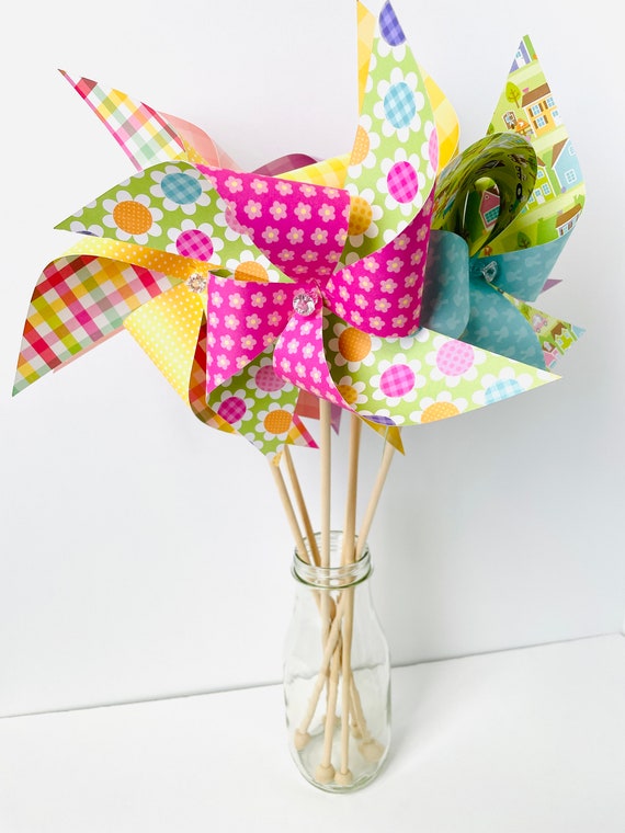 Paper Pinwheels, Easter Decor, Birthday Favors, Baby Shower, Table ...
