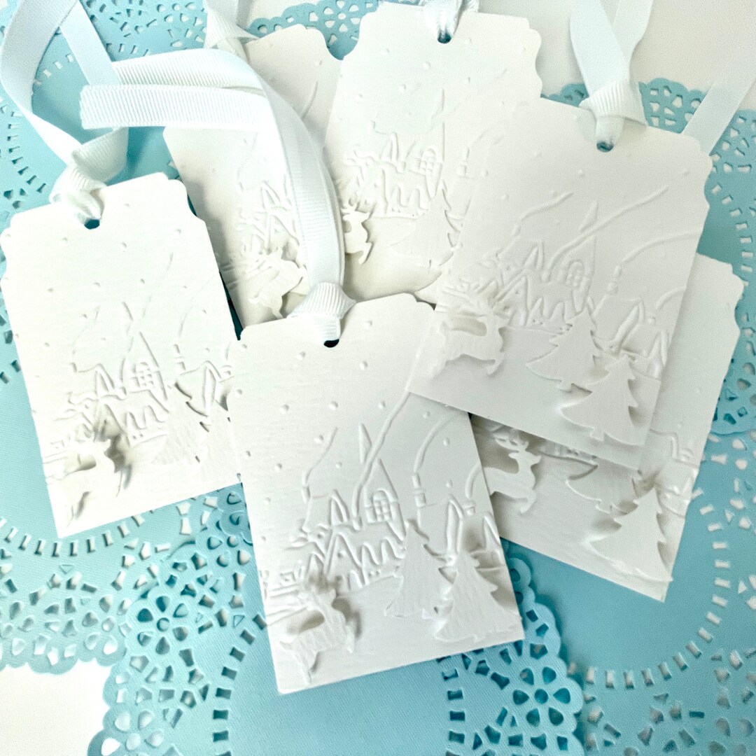 Christmas Gift Tags, Winter Village Scene, Handmade Gift Wrap, Stocking ...