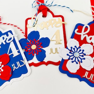 July 4th Gift Tags Party Gift Wrap Bakery Packaging Candy Bag Ties Red ...