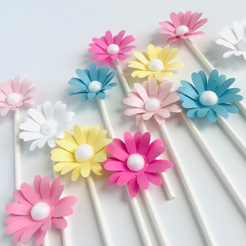 Daisy Flower Cupcake Toppers Handmade Birthday Party Decorations Cake ...