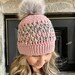 Pink and Variegated Gray/pink/white Crochet Alpine Beanie With Faux Fur ...