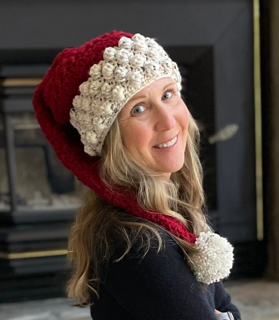 Old World Santa Stocking Cap / Handmade Santa Hat / Crocheted Santa Hat ...