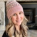 Pink and Variegated Gray/pink/white Crochet Alpine Beanie With Faux Fur ...
