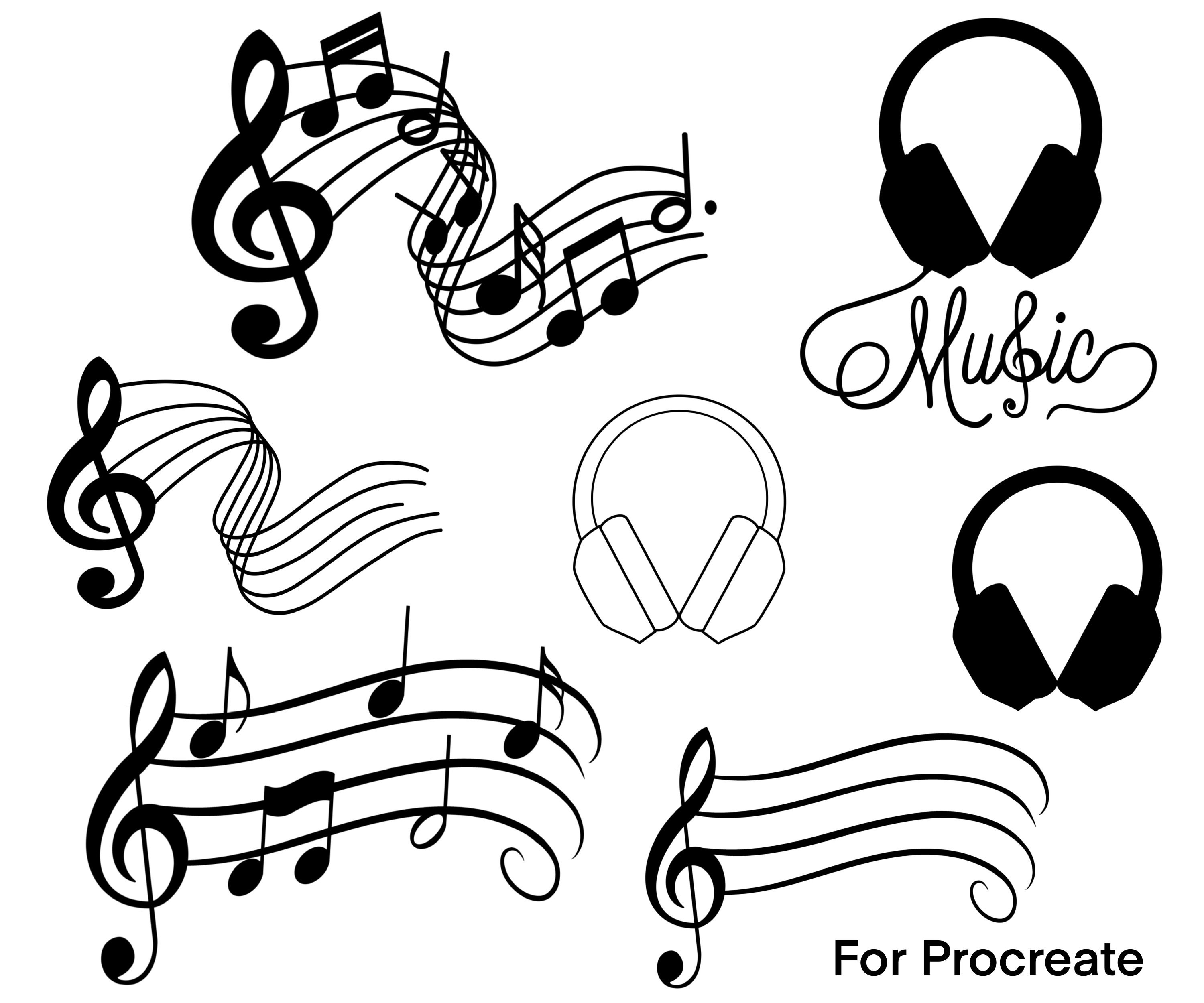 Music Stamp Set for Procreate. Includes 6 Different Note Styles, Music ...