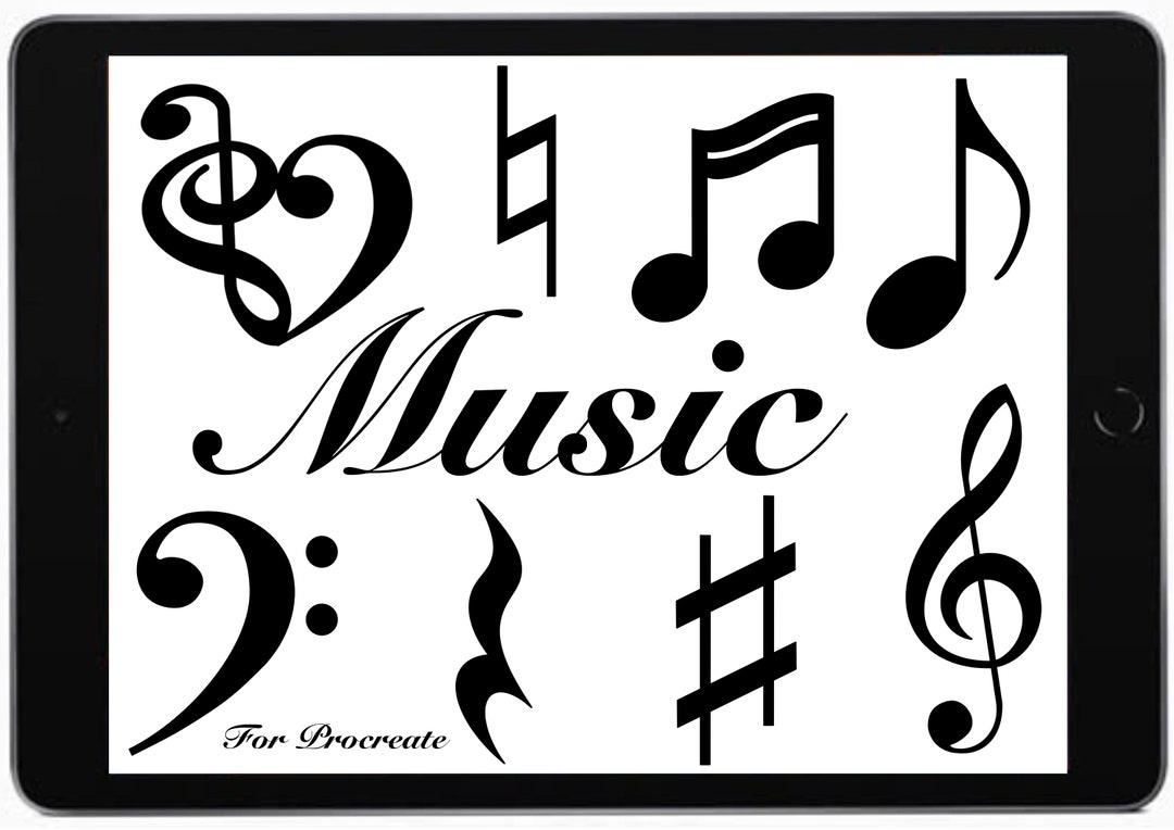 Music Stamp Set for Procreate. Includes 6 Different Note Styles, Music ...