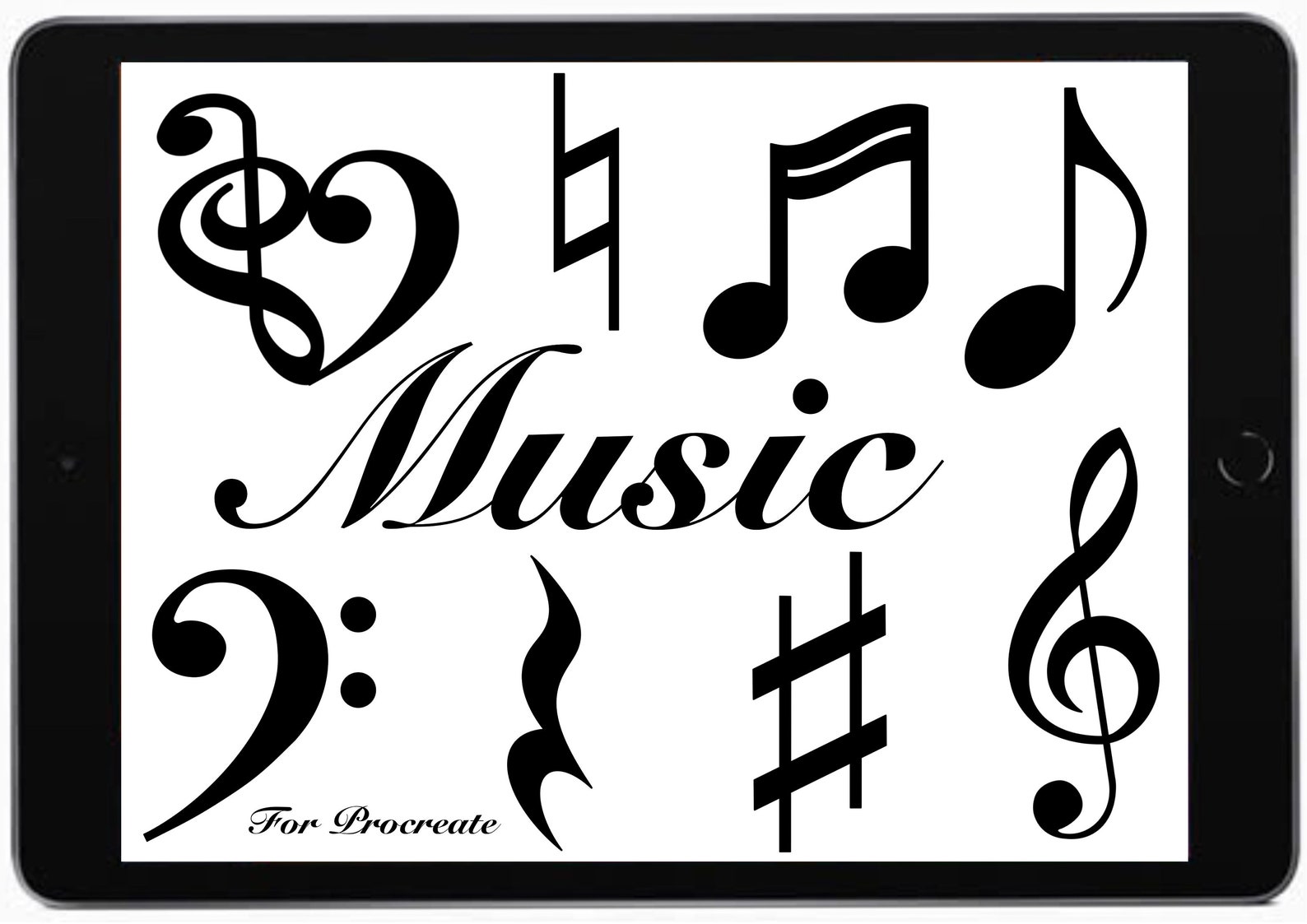 Music Stamp Set for Procreate. Includes 6 Different Note Styles, Music ...