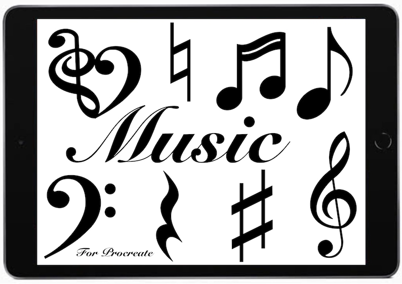 Music Stamp Set for Procreate. Includes 6 Different Note Styles, Music ...