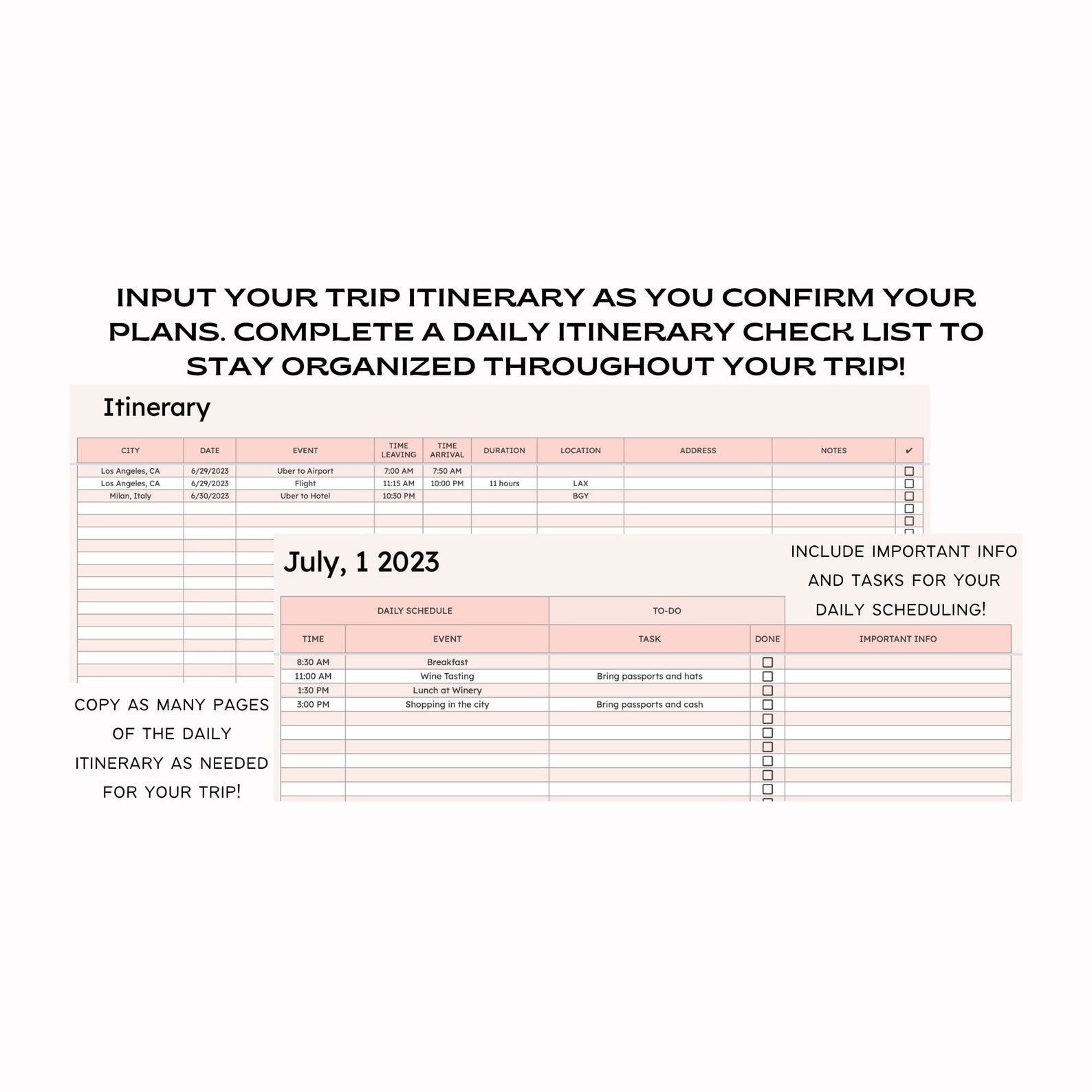 Google Sheets Ultimate Travel Planner Spreadsheet Template - Instant ...