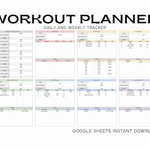 Google Sheets Workout Planner Spreadsheet Template Instant - Etsy