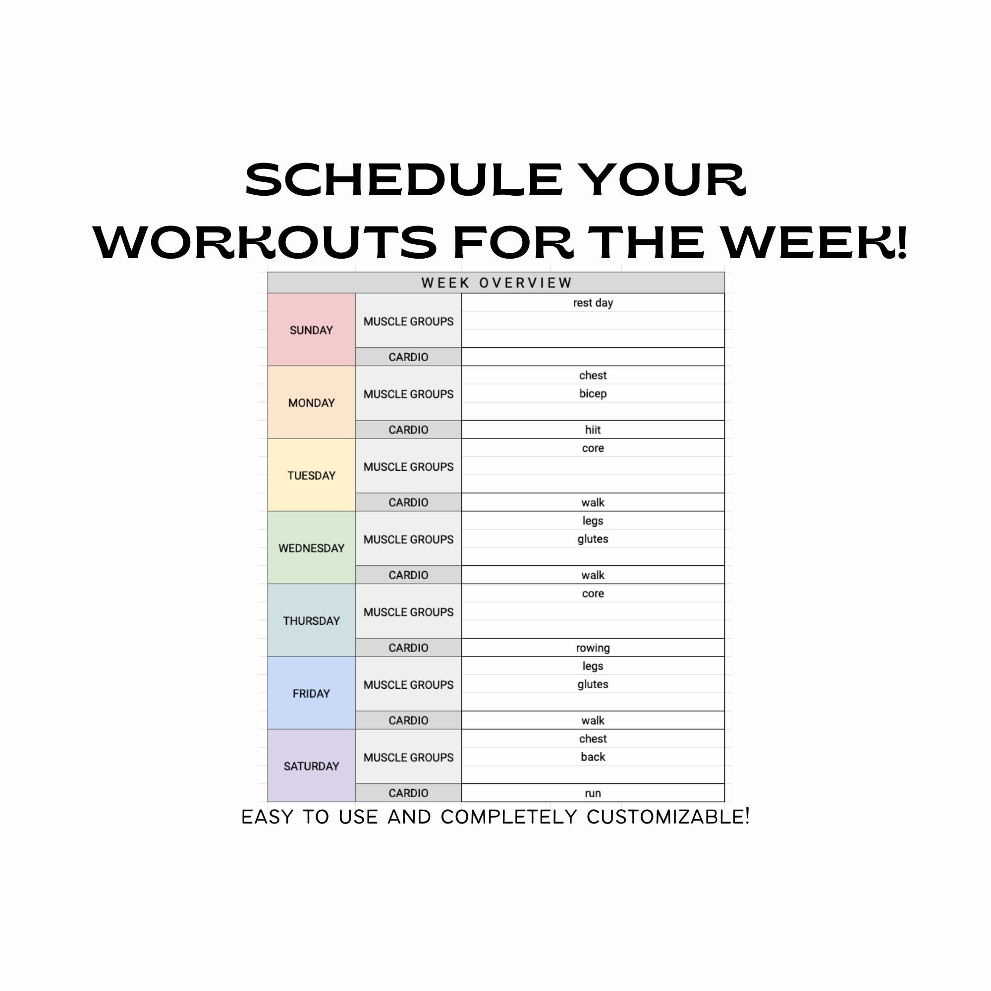 Google Sheets Workout Planner Spreadsheet Template - Instant Digital ...