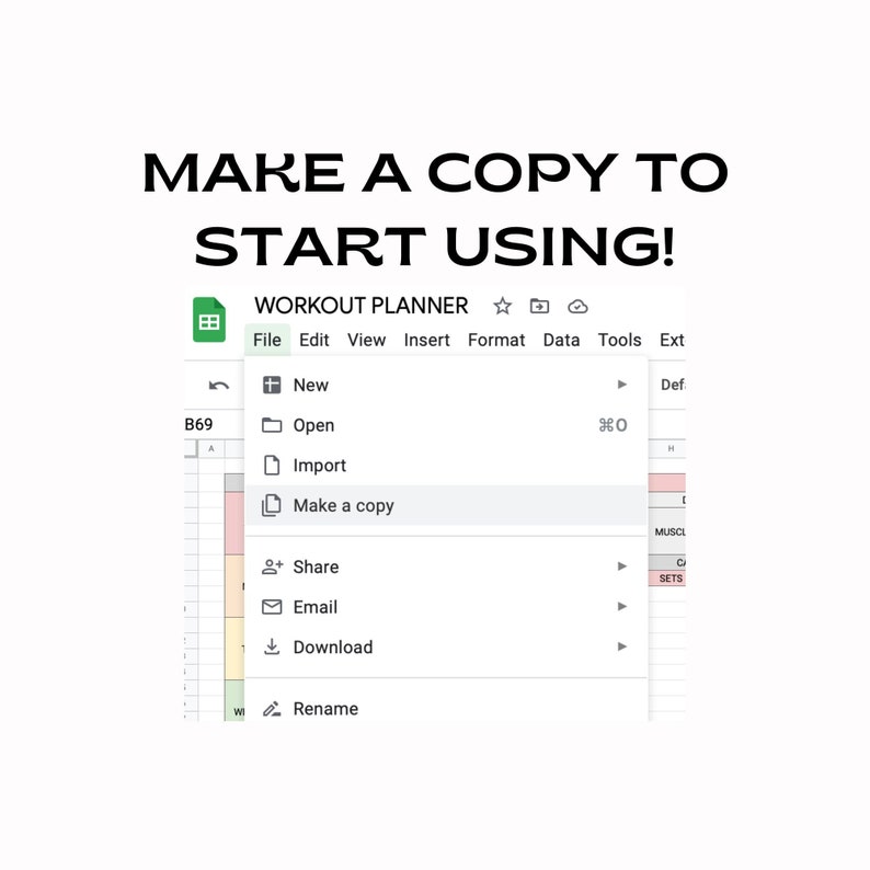 Google Sheets Workout Planner Spreadsheet Template - Instant Digital ...