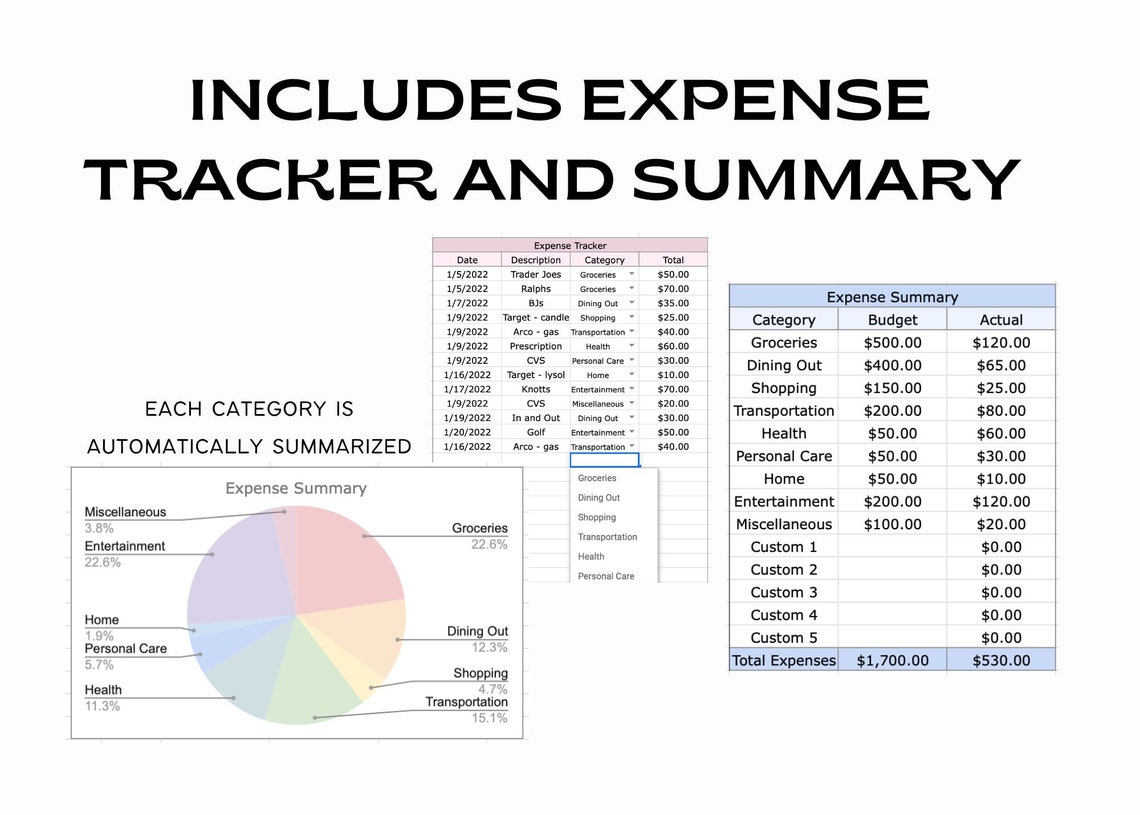 Simple Monthly Budget Spreadsheet Template Personal Finance - Etsy