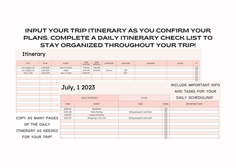 Google Sheets Ultimate Travel Planner Spreadsheet Template - Etsy