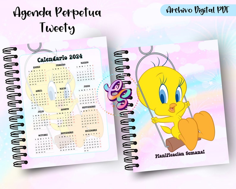 Planificador perpetuo - Tweety - Planner - Agenda - Piolin - Piolín ...