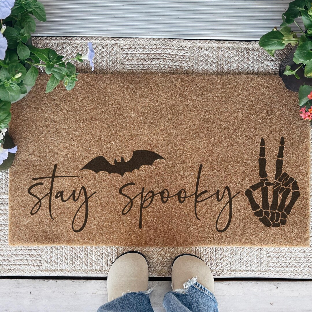 Spooky Doormat, Skeleton Peace Sign, Halloween Doormat, Fall Doormat ...