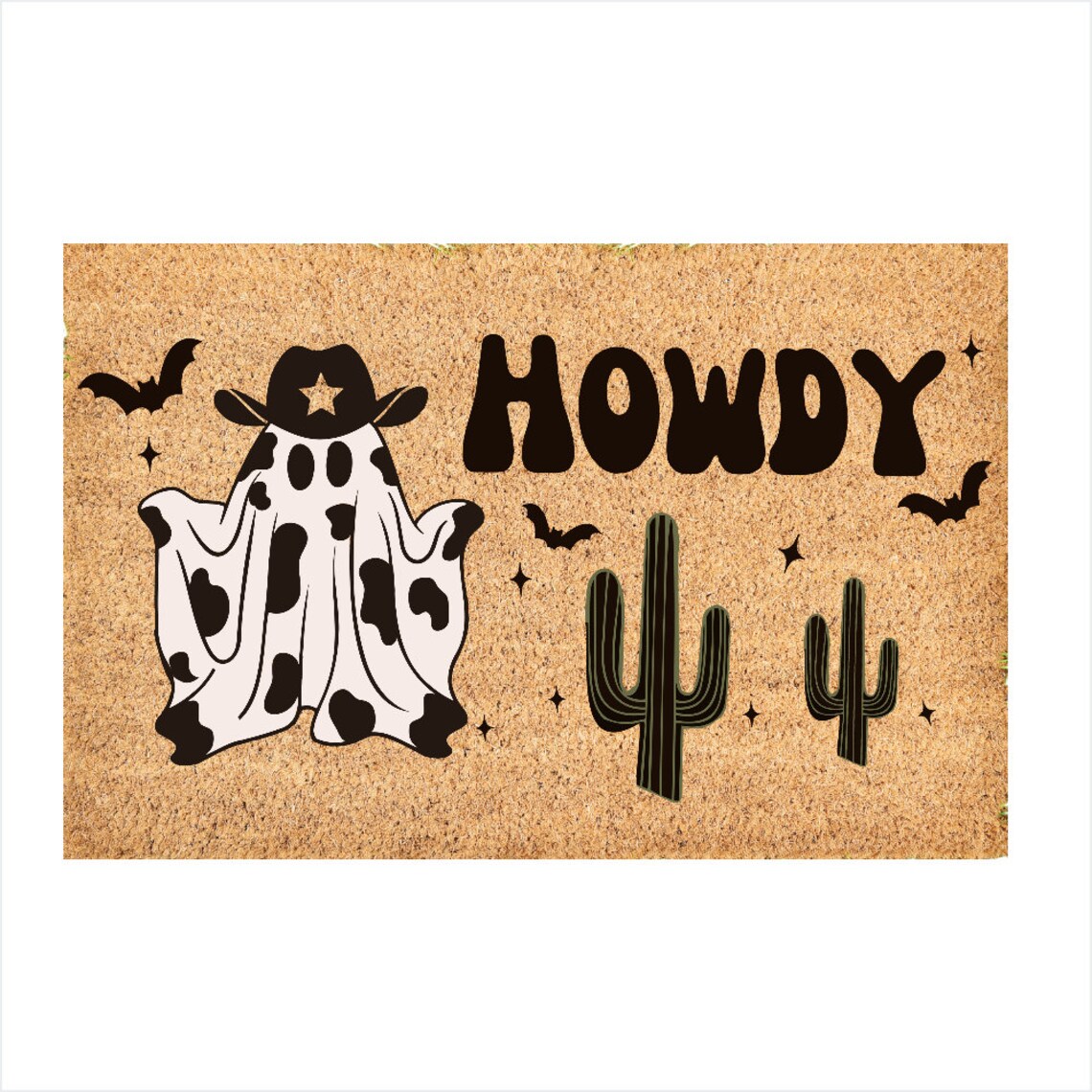 Ghost Cowboy, Halloween Ghost & Bat Pattern, Halloween Doormat ...