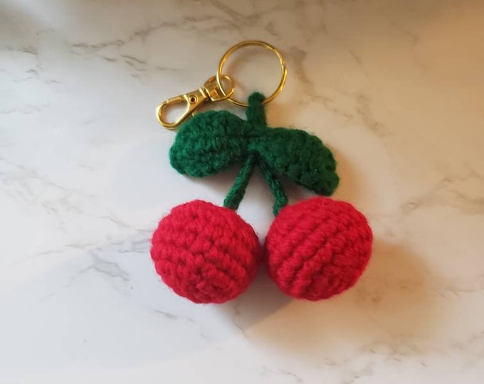 Crochet Cherry Keychain/cherry Keyring/cherry Amigurumi/crochet Keyring ...