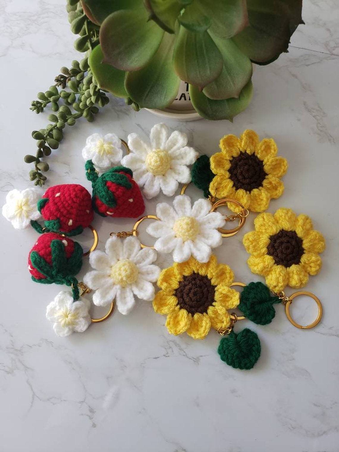 Crochet Strawberry Keychain Charm - Etsy
