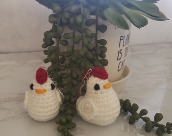 Chicken Crochet Keychain, Amigurumi Farm Bird, Rooster Keychain - Etsy