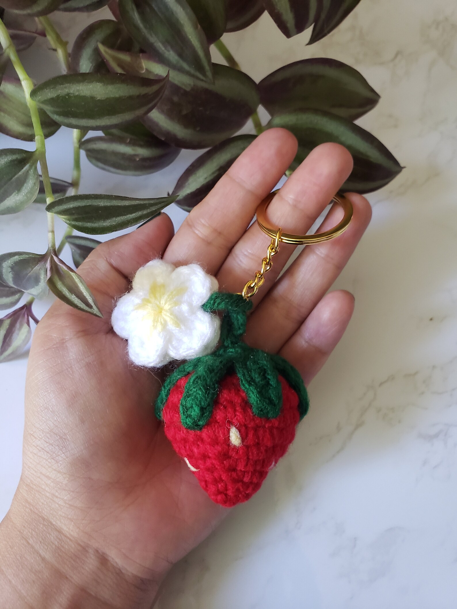 Crochet Strawberry Keychain Charm - Etsy