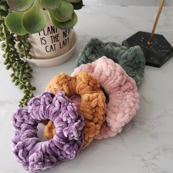 Crochet Chenille Scrunchies - Etsy