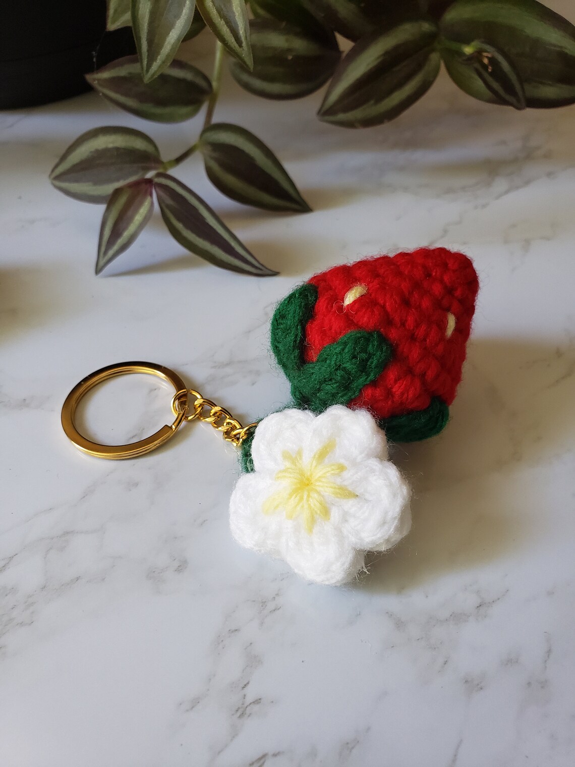 Crochet Strawberry Keychain Charm - Etsy