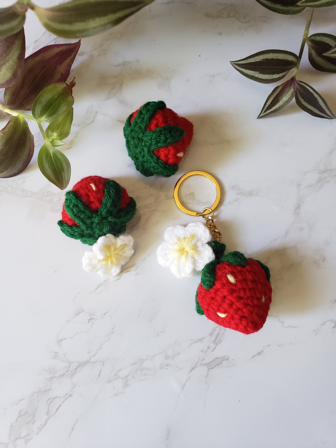 Crochet Strawberry Keychain Charm - Etsy