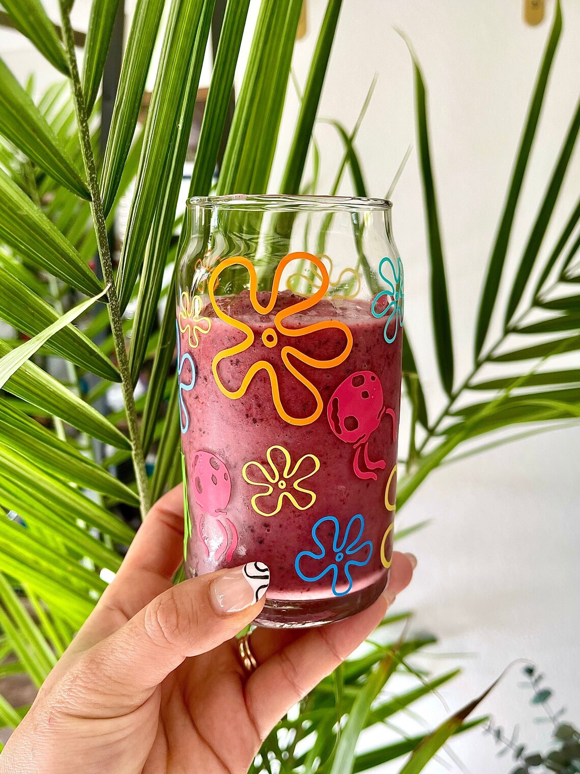 Cute Glass Cup Iced Glass Coffee Jar Soda Glass Can Beer - Etsy