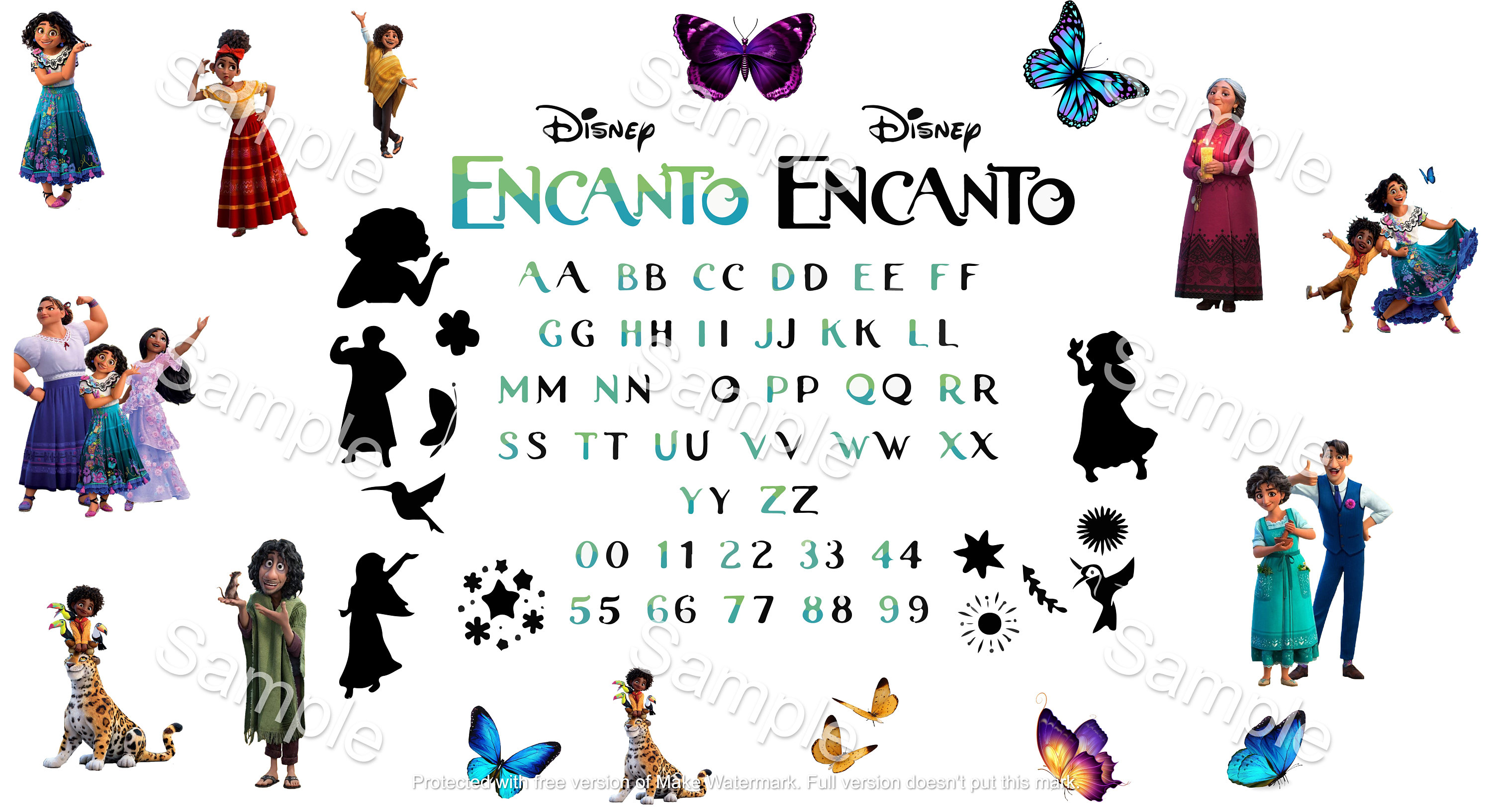 Encanto Color/back and White Alphabet Black and White SVG - Etsy