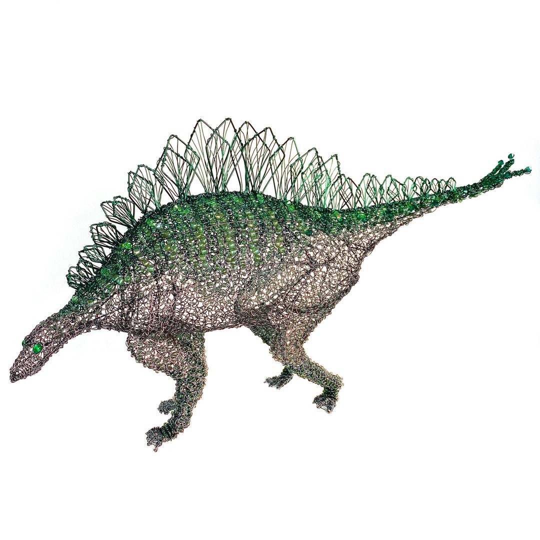Stegosaurus Dinosaur Crystal Bead Wire Sculpture, Handmade ...