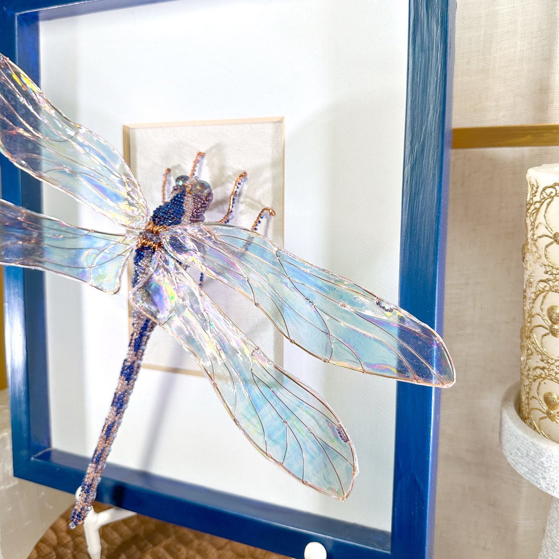 Dragonfly Wire Sculpture, Handmade, Fine Art, Wire Wrapping, Beaded ...