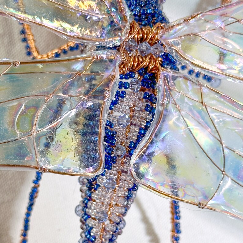 Dragonfly Wire Sculpture, Handmade, Fine Art, Wire Wrapping, Beaded ...