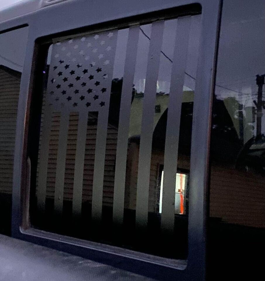 Matte Black American Flag Truck Window Vinyl Decal - Etsy
