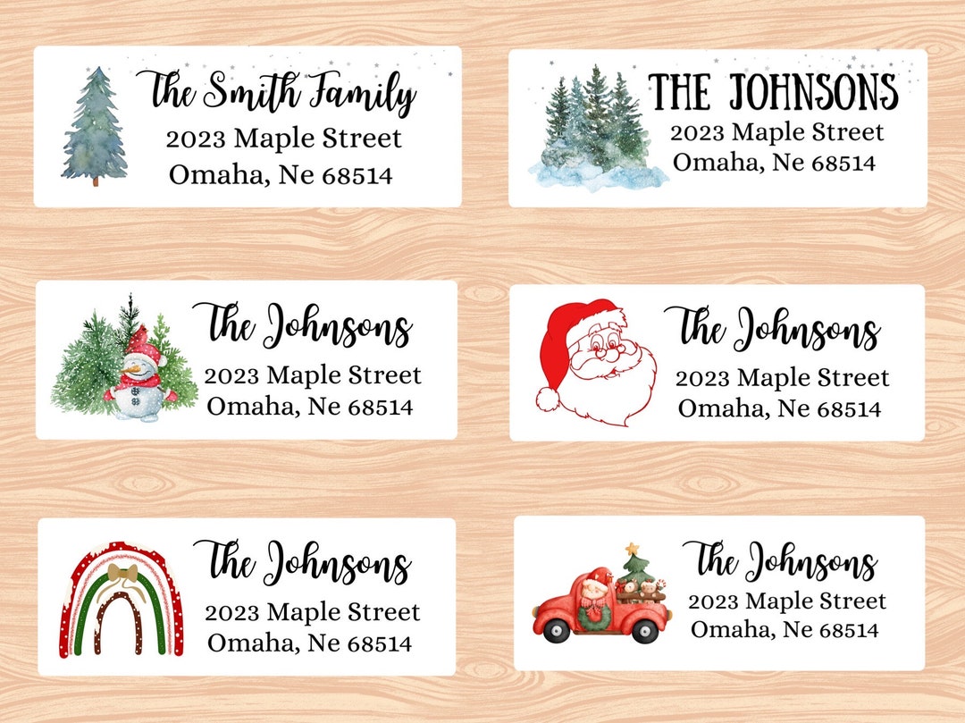 30 Christmas Return Address Labels: Watercolor Holiday Tree ...