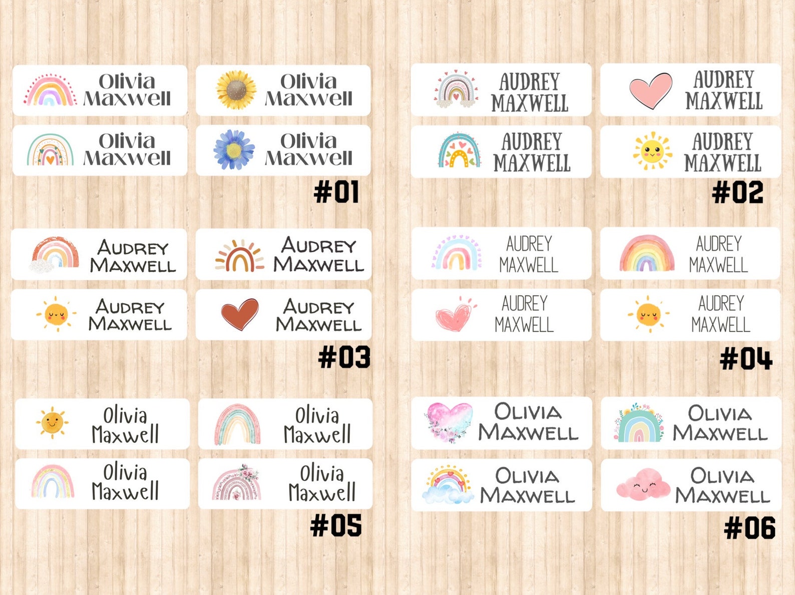 Rainbow Name Labels: Waterproof School Stickers, Daycare Decals - Etsy