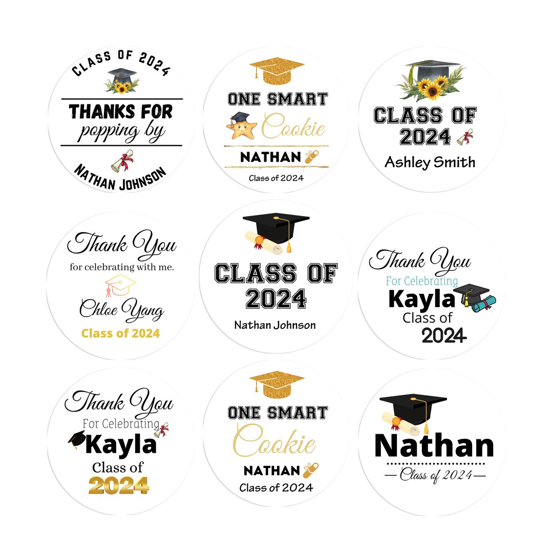 Custom Graduation Stickers: Class of 2024 Party Labels - Etsy