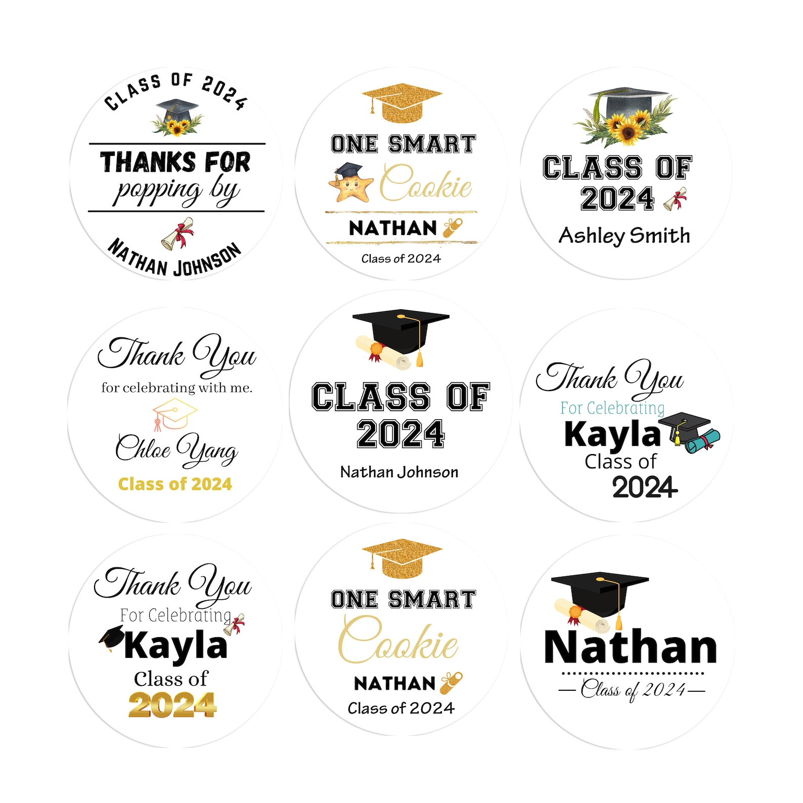 Custom Graduation Stickers: Class of 2024 Party Labels - Etsy