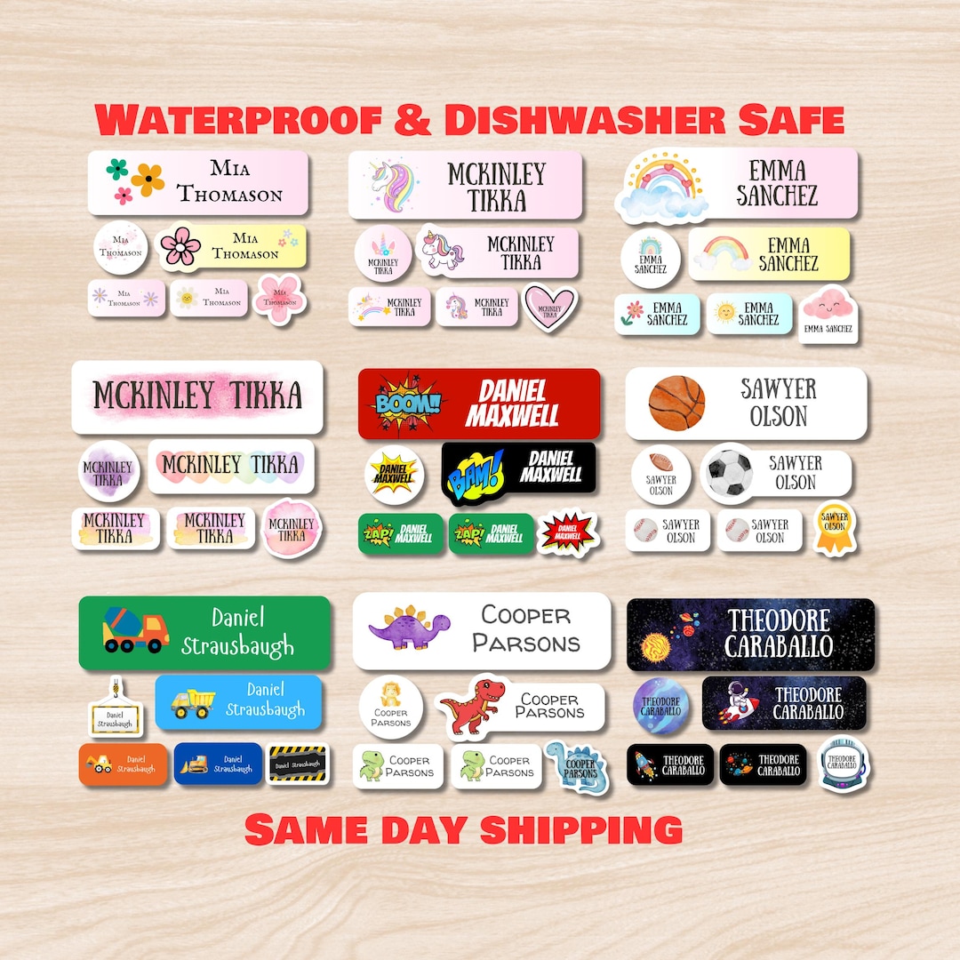 108 Waterproof Name Stickers: Personalized School & Daycare Labels - Etsy