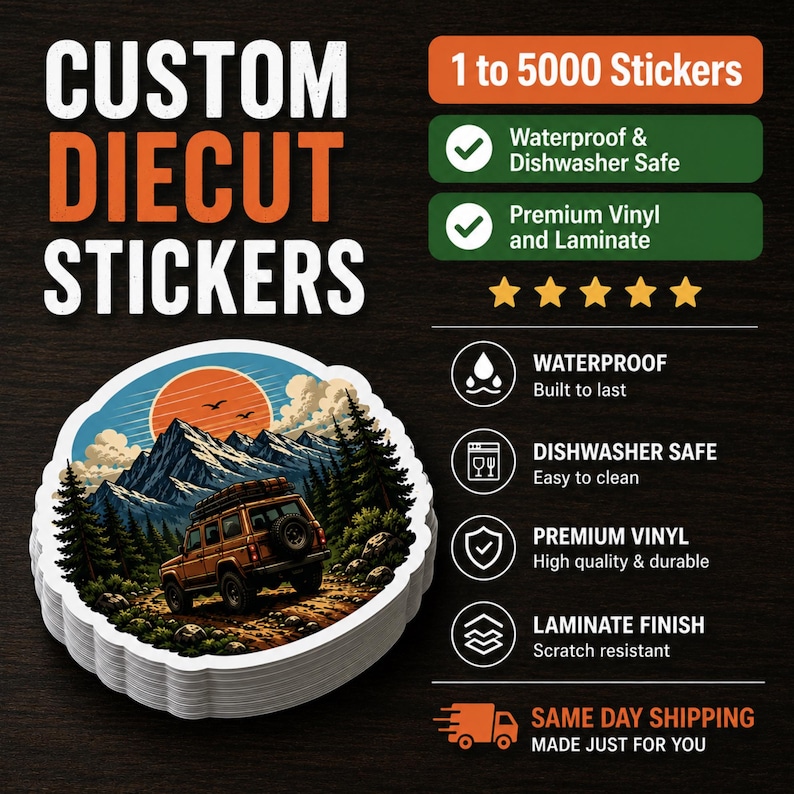 Custom Diecut Stickers – Waterproof, Dishwasher Safe, Vinyl Labels - Etsy