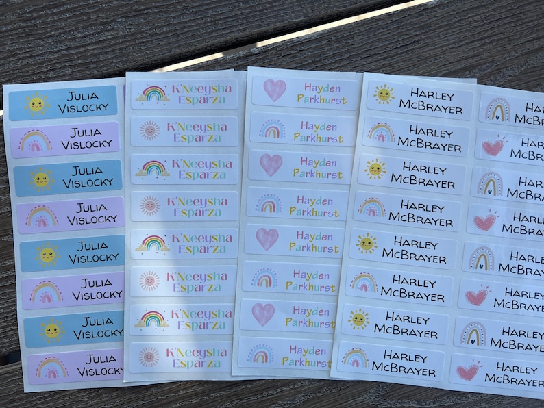 Rainbow Name Labels: Waterproof School Stickers, Daycare Decals - Etsy
