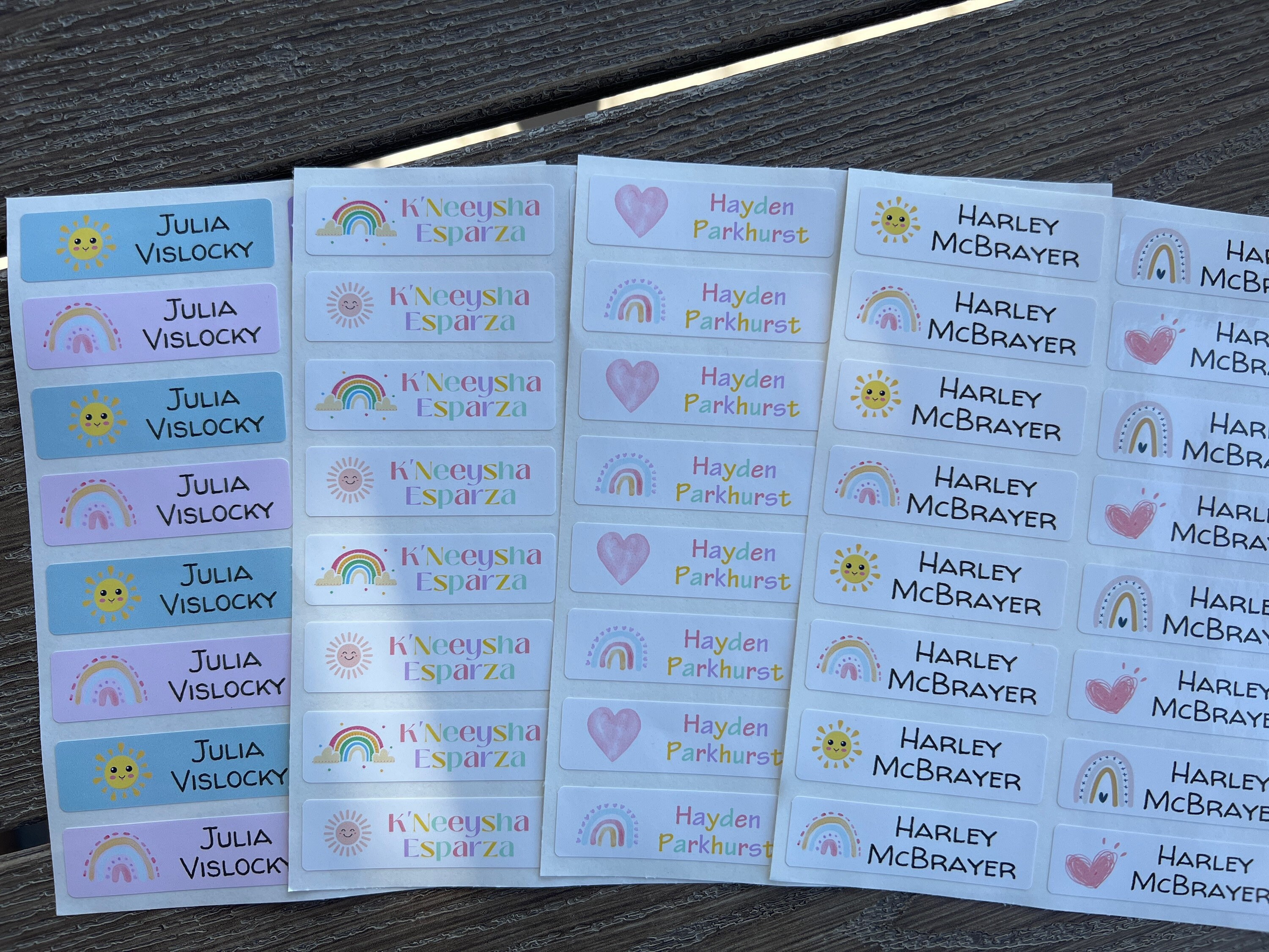 Rainbow Name Labels: Waterproof School Stickers, Daycare Decals - Etsy