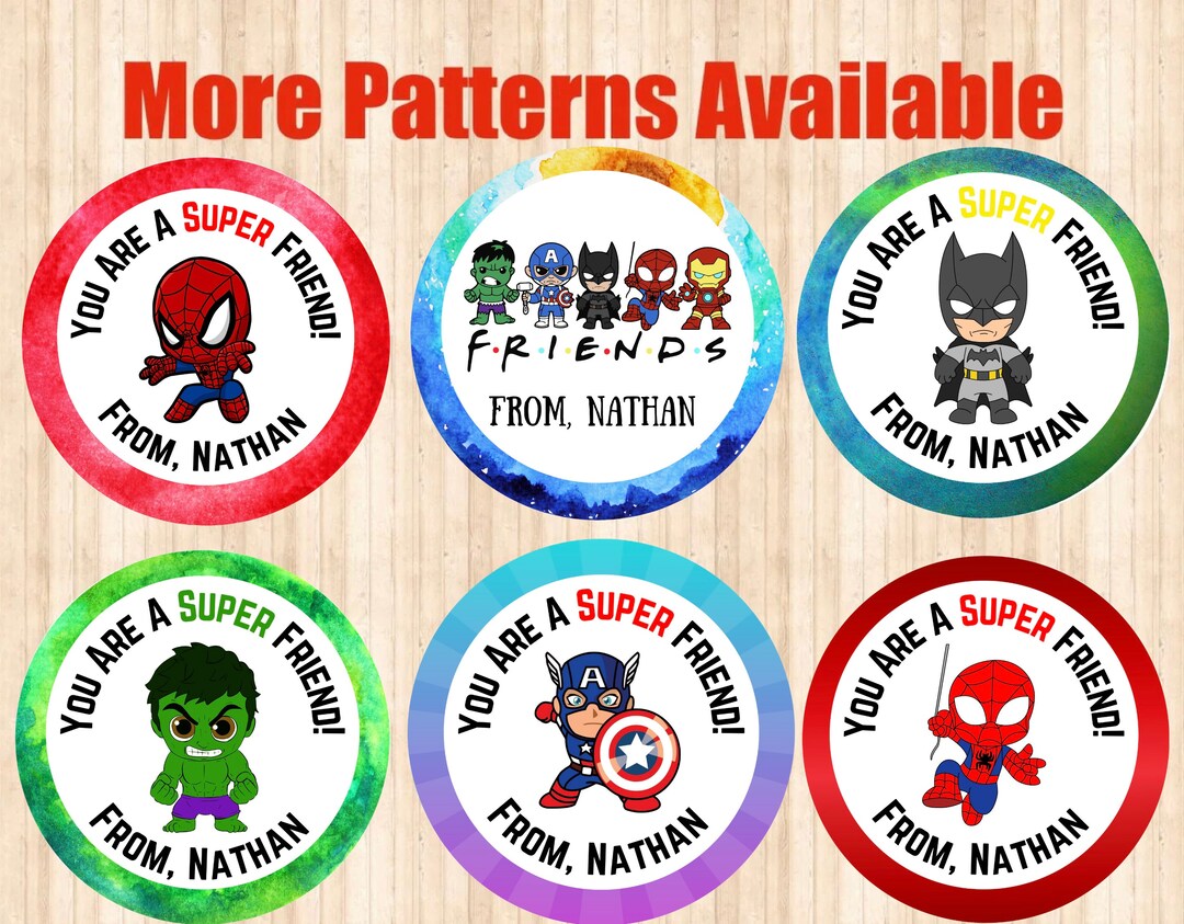 Personalized Superhero Valentine's Day Stickers: School Classroom ...