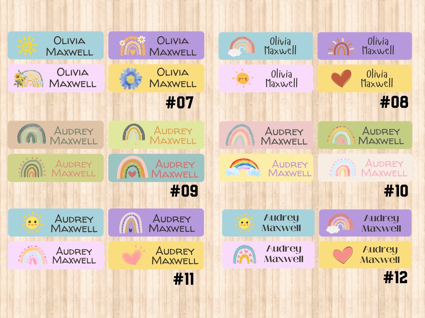 Rainbow Name Labels: Waterproof School Stickers, Daycare Decals - Etsy