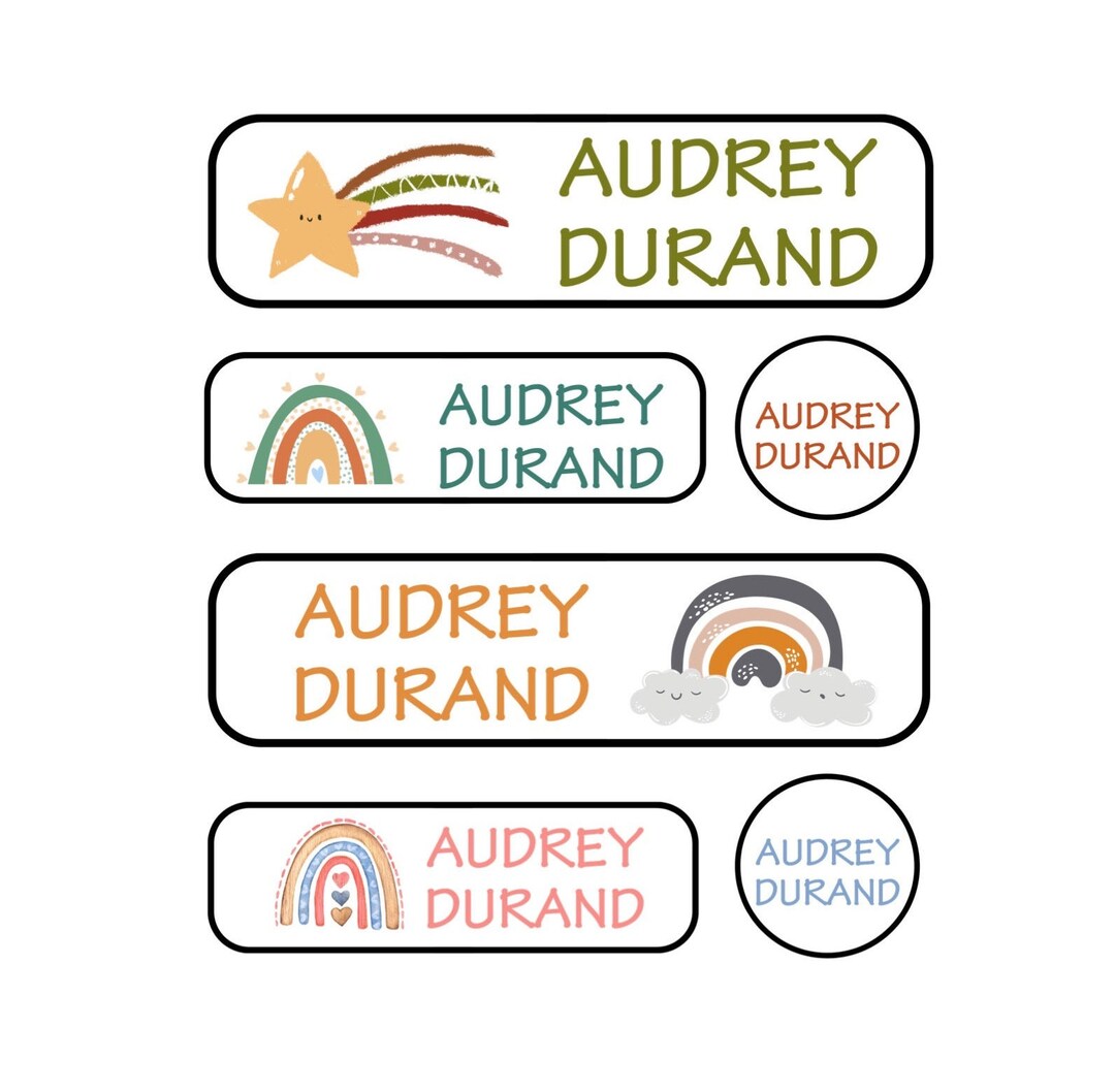 Rainbow Name Labels School Supply Stickers Waterproof Labels ...