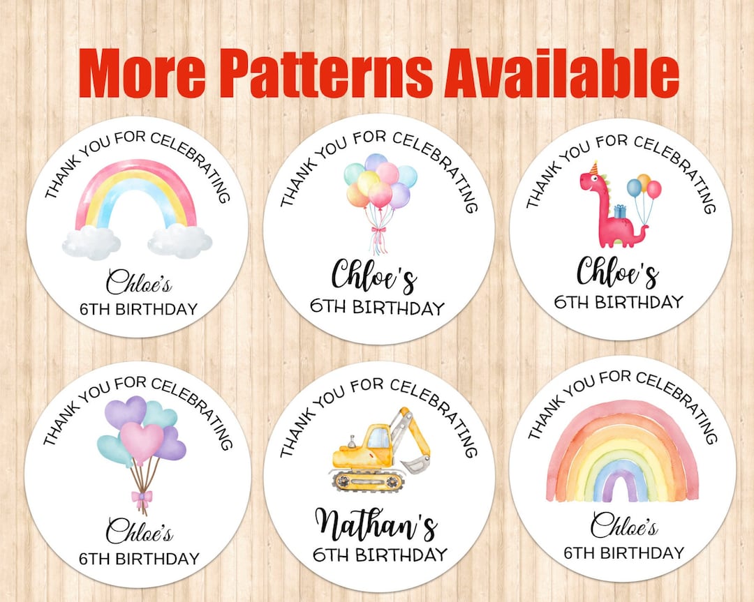 Custom Birthday Stickers: Party Favor Celebration Stickers - Etsy