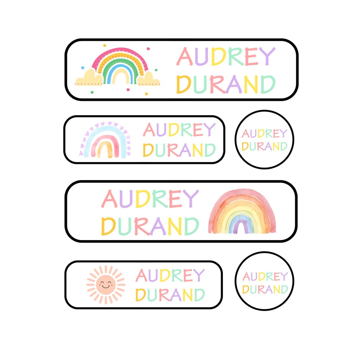 Rainbow Name Labels: Waterproof School Stickers, Daycare Decals - Etsy
